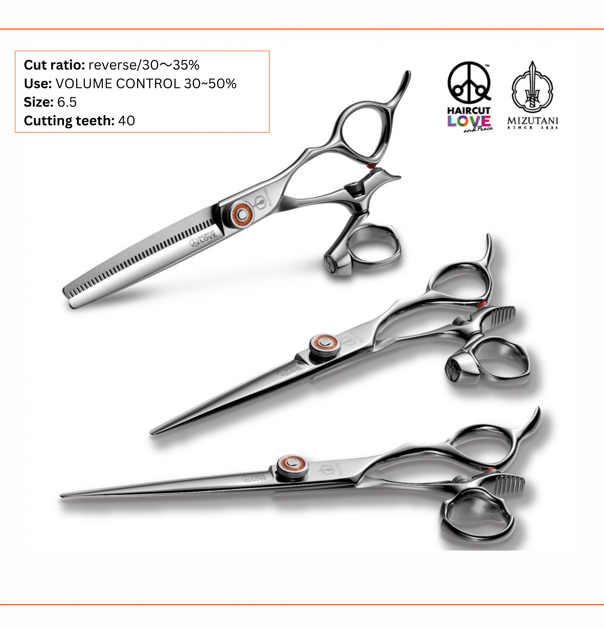 S-Series ORANGE Collection - Mizutani Thinning Scissors